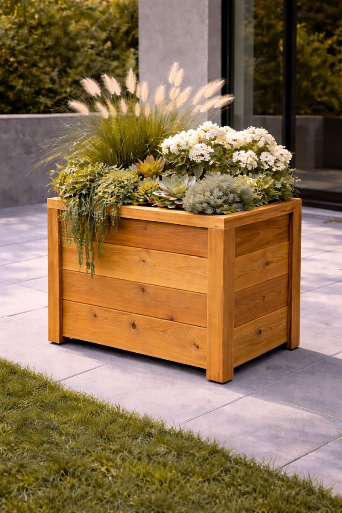 24″ Cedar Planter Box – Outdoor Wood Planter - Wood Grain Fab